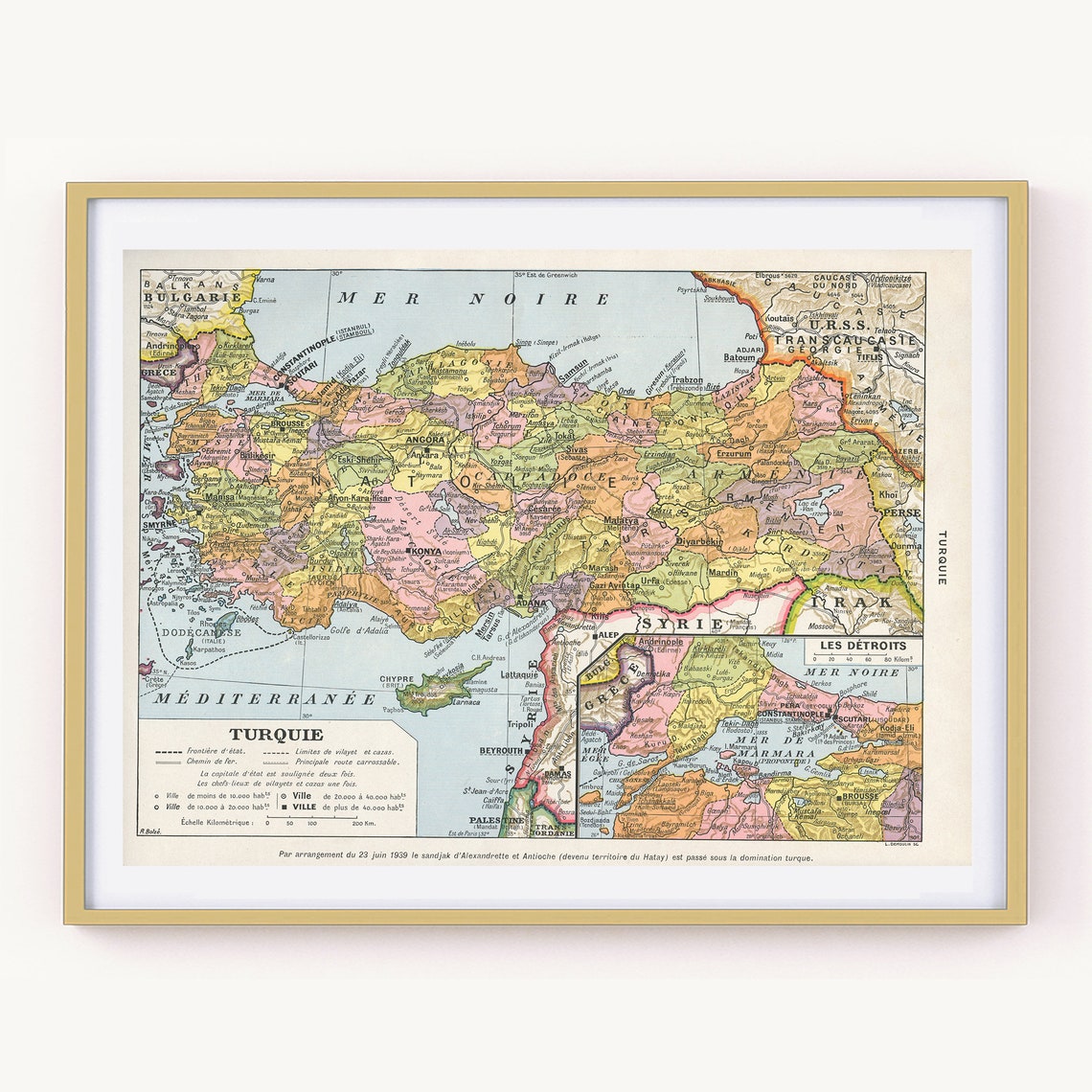 Small Antique Map of Turkey From 1936. Vintage Map Decor. | Etsy