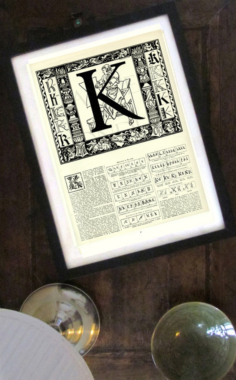 Letter K Poster 1936 Vintage Initial K Vintage Letter K | Etsy