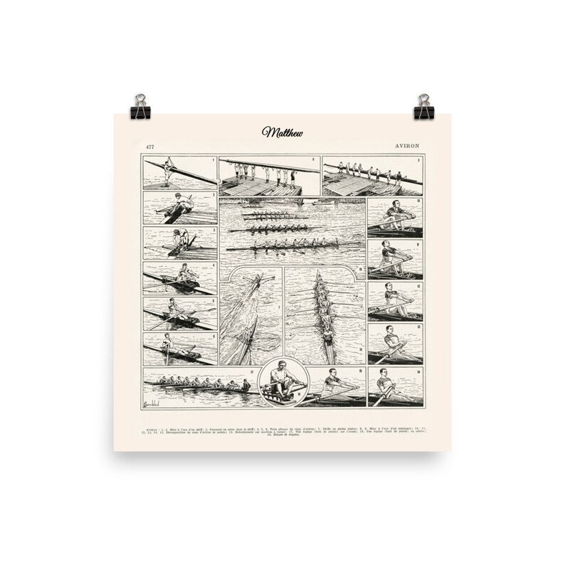 Large personalized rowing art. Vintage rowing poster Rowing | Etsy