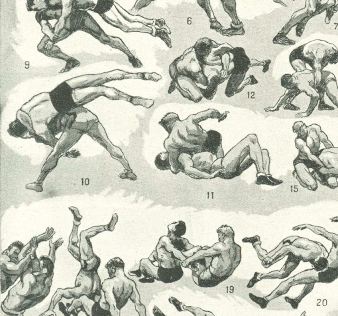 1948 Antique Wrestling Print Vintage Wrestling Art Wrestling - Etsy