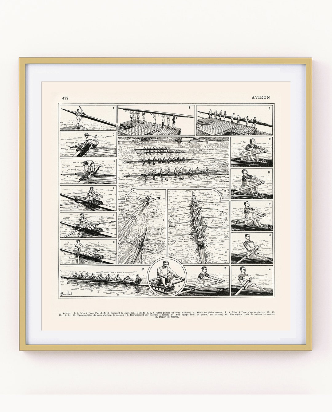14x14 Large Rowing Poster for Vintage Rowing Decor. Retro Sports Gifts ...