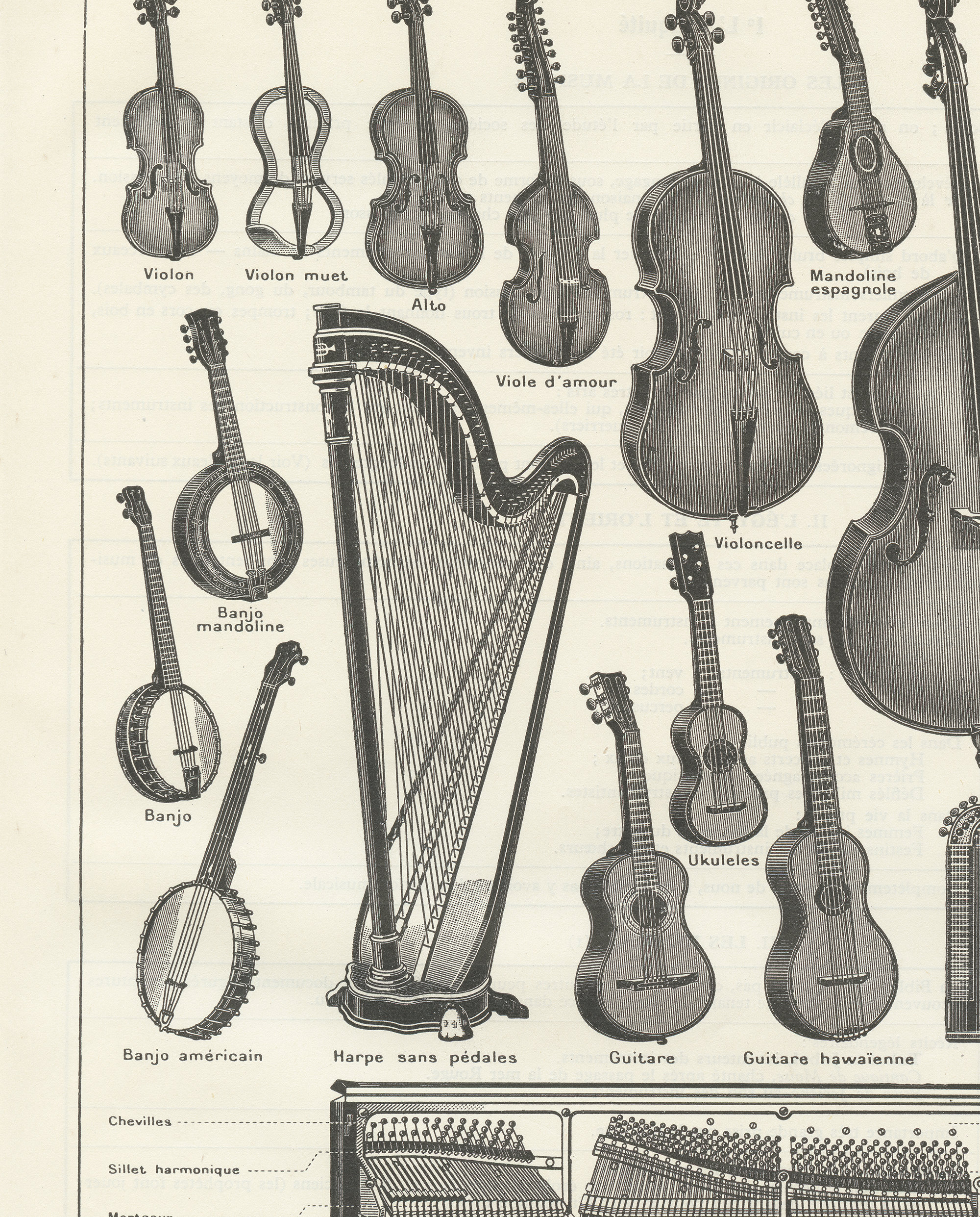 Antique Musical Instruments Print From 1938. Piano Strings - Etsy