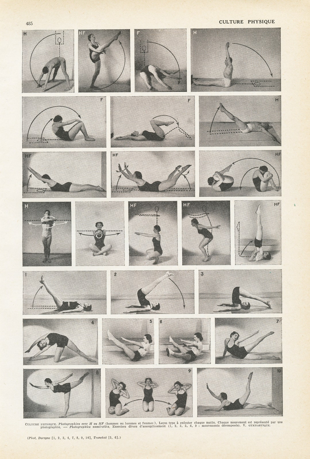 1948 Vintage Sports Poster.gym Illustration. Stretching Balance Fitness ...