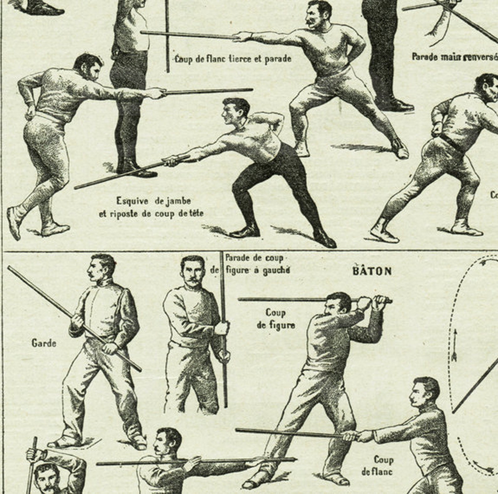Stick Fighting Poster, 1922 Vintage Martial Arts Art, Sports Print ...