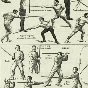 Stick Fighting Poster, 1922 Vintage Martial Arts Art, Sports Print ...