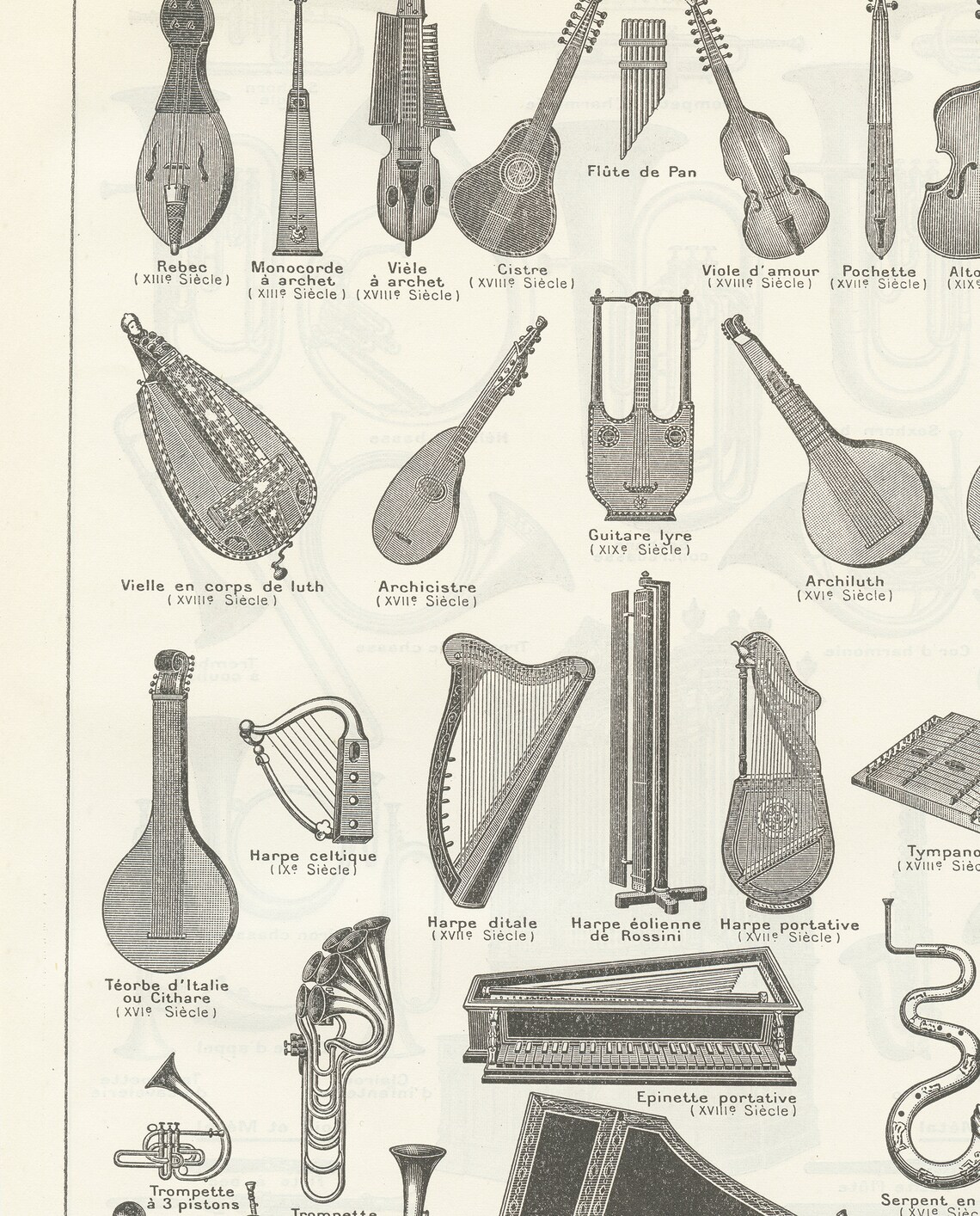 Antique Ancient Musical Instruments Print From 1938. - Etsy