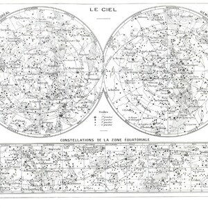 1936 Vintage French Map of the Sky Vintage Sky Map Astronomy Decor ...