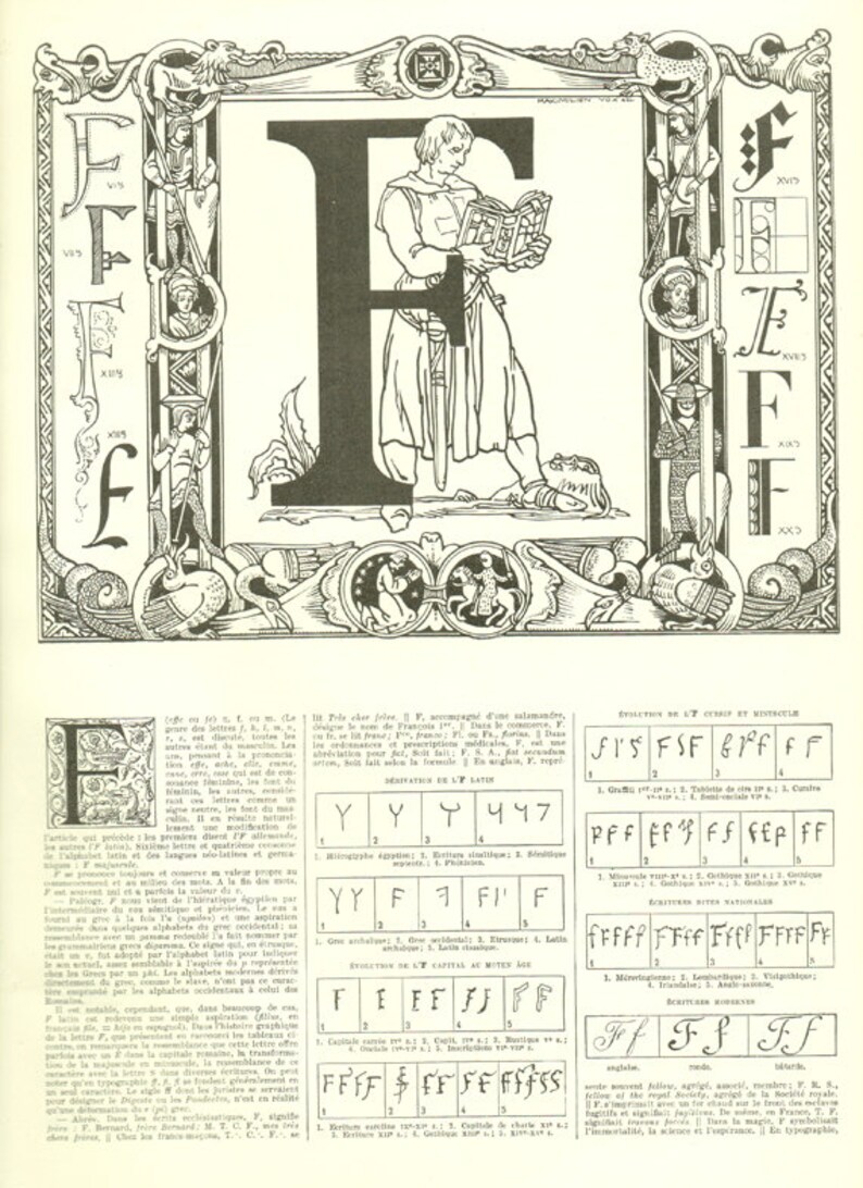 Vintage Letter F Dictionary Page From 1936 Initial F Monogram - Etsy