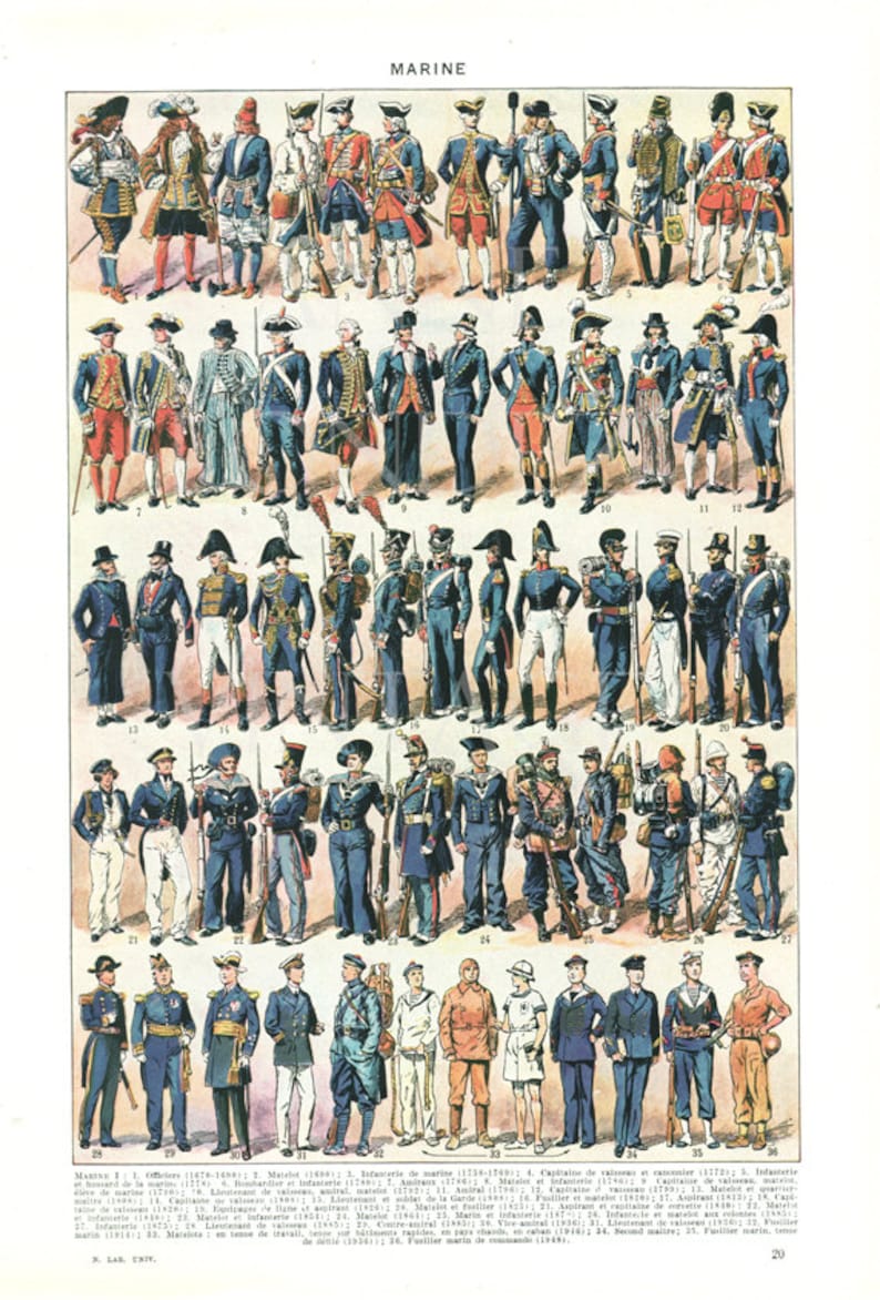 NAvy military decor 1948 Vintage navy uniform wall art print | Etsy