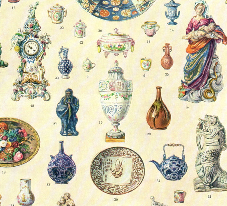Antique Ceramics & Porcelain Print From 1936. Vintage Gift for - Etsy