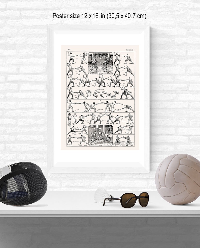 Large fencing poster for vintage fencing decor. Fencing wall - Etsy España