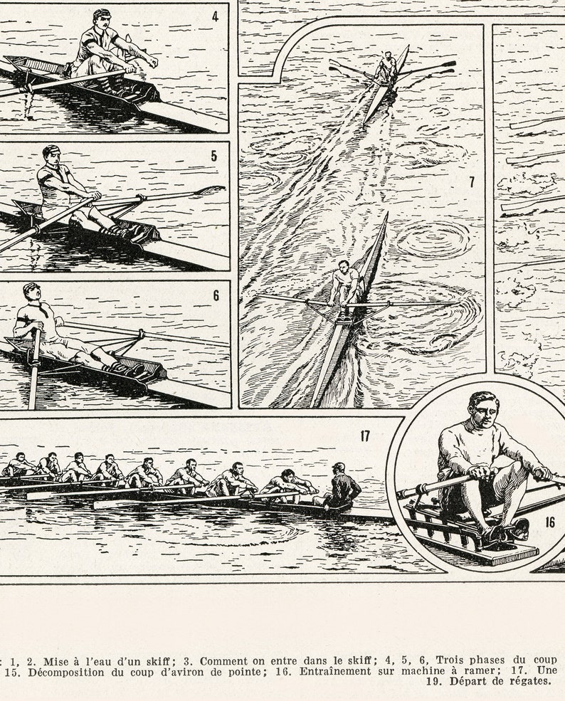 Large personalized rowing art. Vintage rowing poster Rowing | Etsy