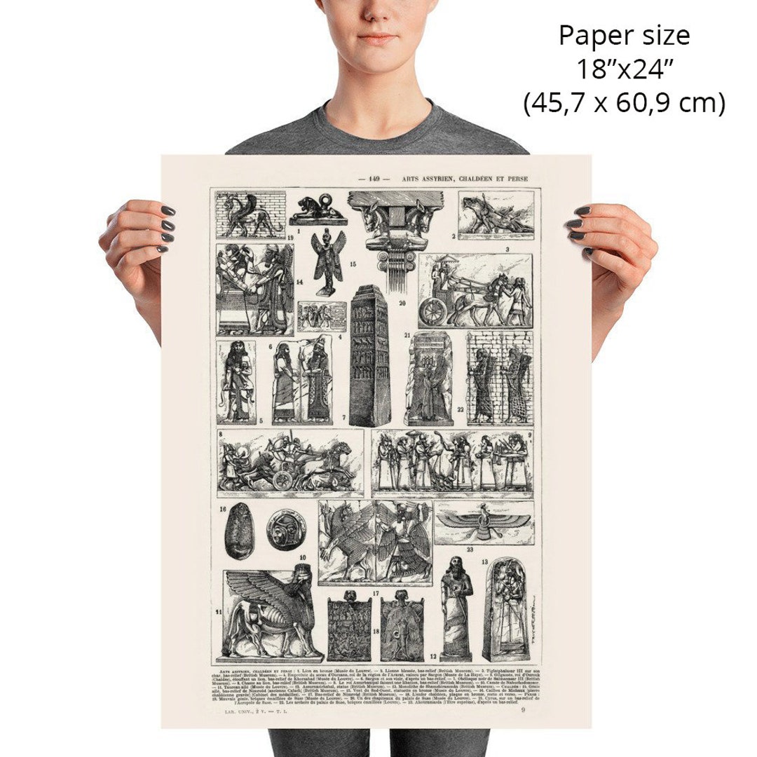 Large Ancient Assyrian Art Poster, 1922 Assyrian Culture Print, Art ...