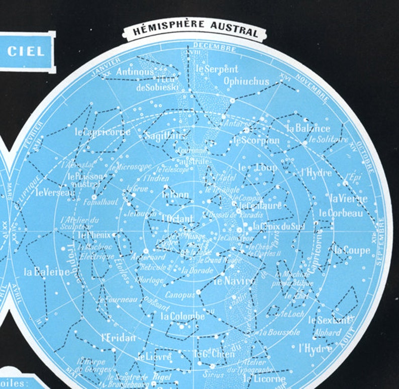 ANtique Printable vintage sky map of the stars. Digital | Etsy