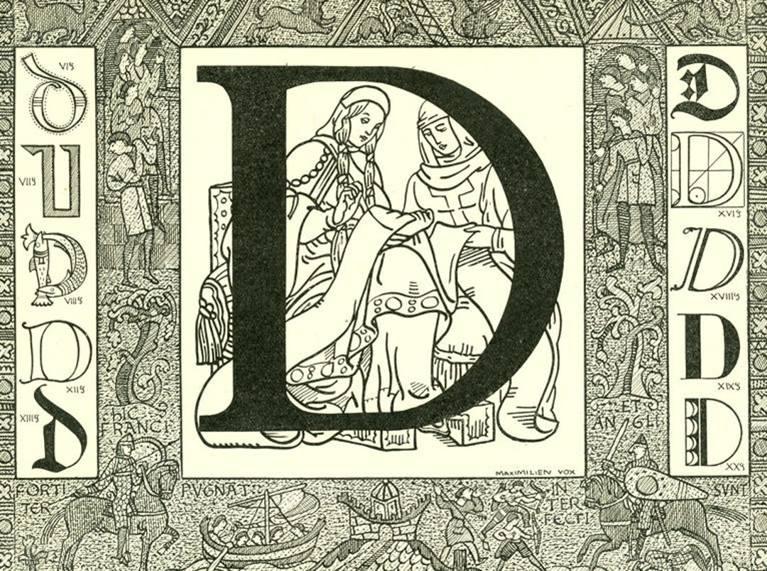Antique Initial Letter D Art Print From 1936 for Office or Front Door ...