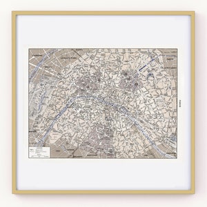 Large Paris Map Poster Sepia for Retro Paris Bedroom Decor. French ...