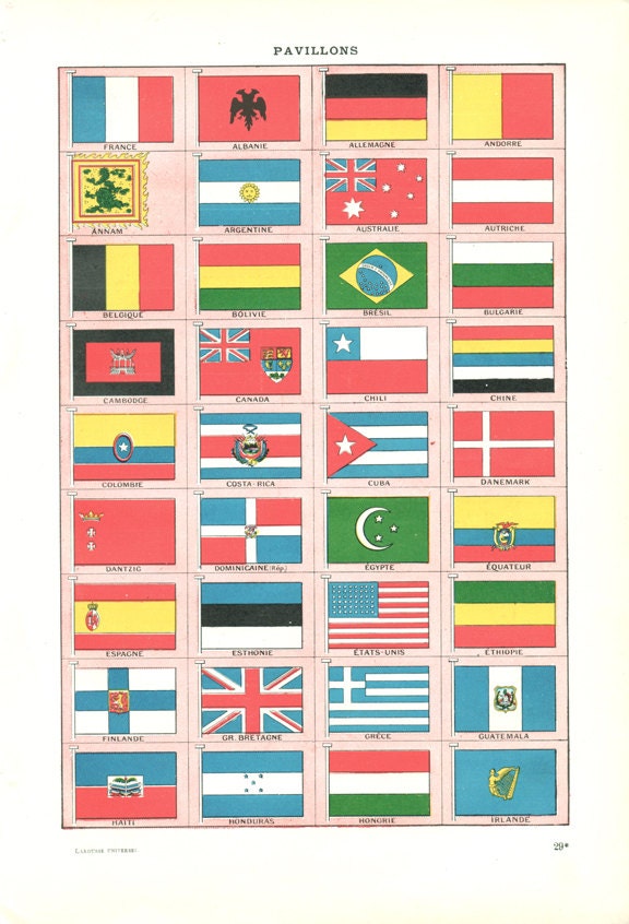 1922 Vintage National Flags Vintage Flag Poster Countries - Etsy