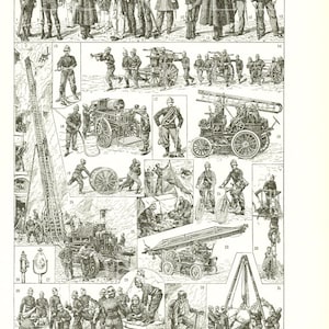 Antique Fire Fighter Art Print From 1922 for Firefighter Wall Art ...
