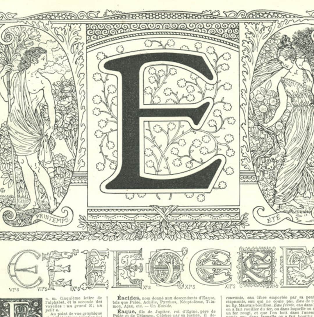 1922 Vintage Initial Letter E Print for Office or Dorm Room Door Decor ...