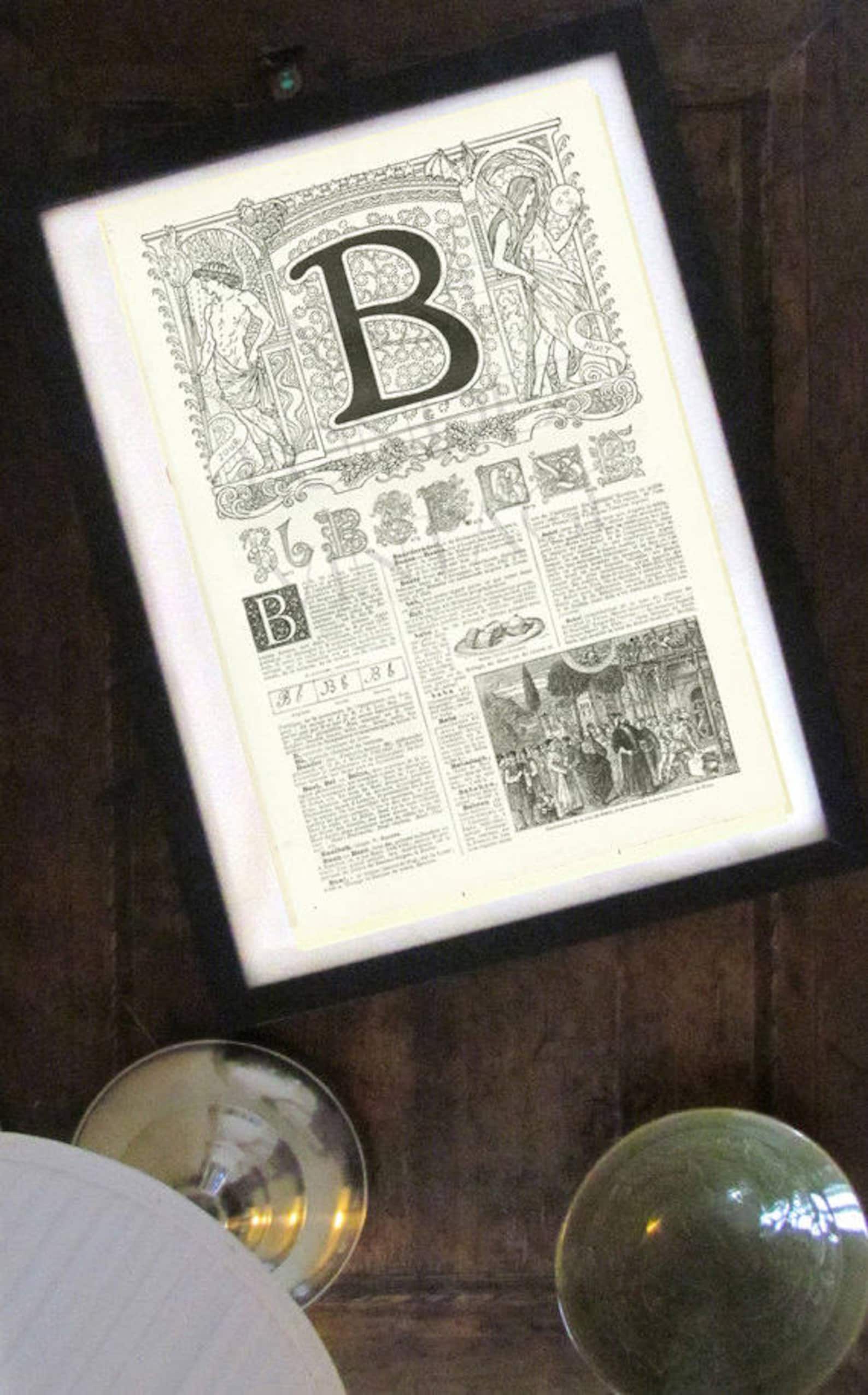 Antique Letter B Wall Art 1908 Vintage Initial B Monogram - Etsy
