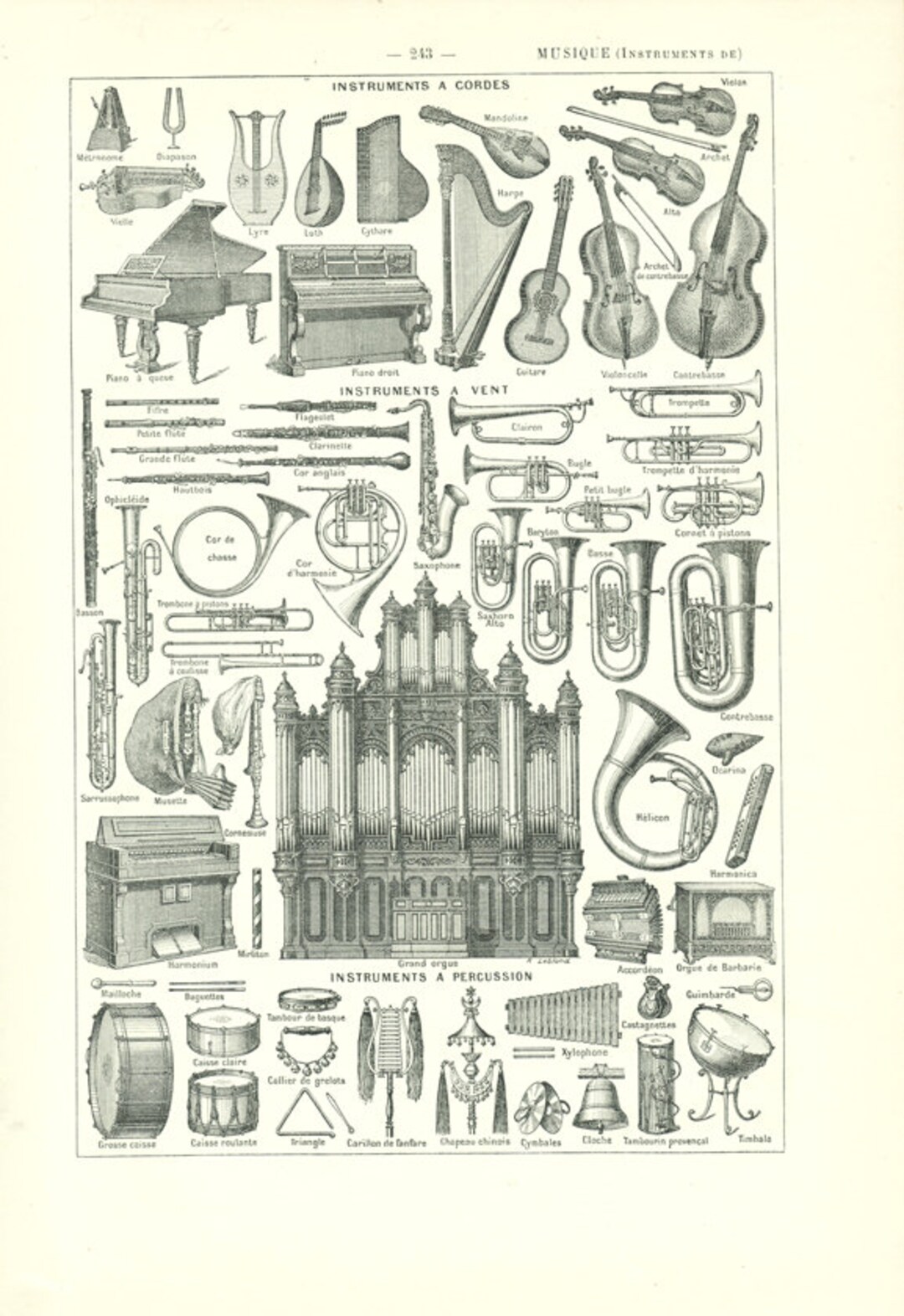 1922 Vintage Musical Instruments Poster. Music Wall Art Music Gift ...