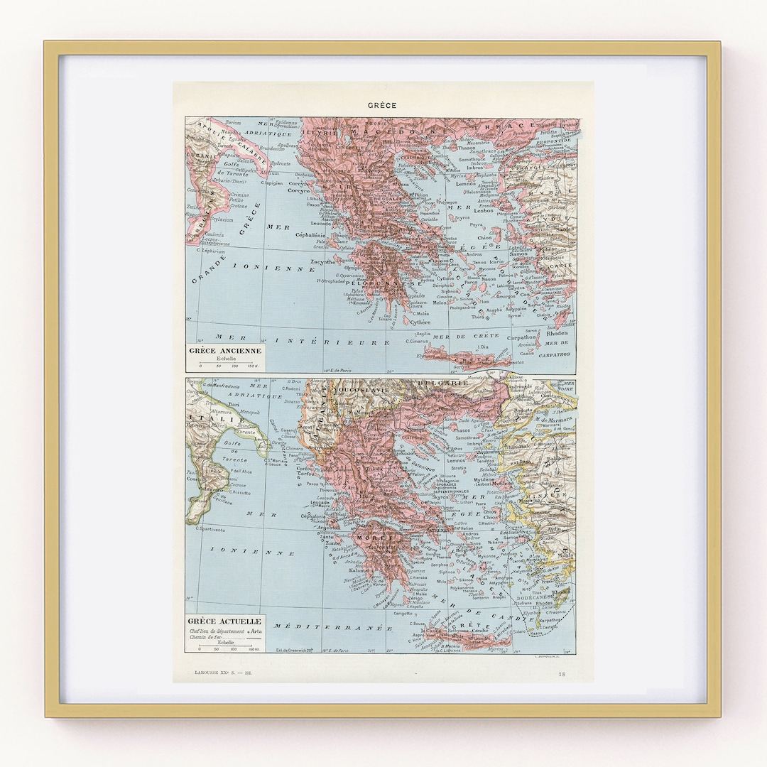 1936 Vintage Greece Map for Greek Wall Decor. Greek Gift for Teacher ...