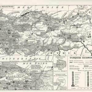 Small Antique Map of Turkey From 1936. Vintage Map Decor. Turkish Home ...