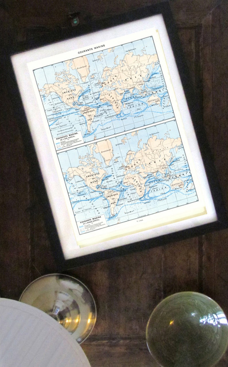 1936 Vintage Sea Currents Chart Oceanography Poster Marine - Etsy