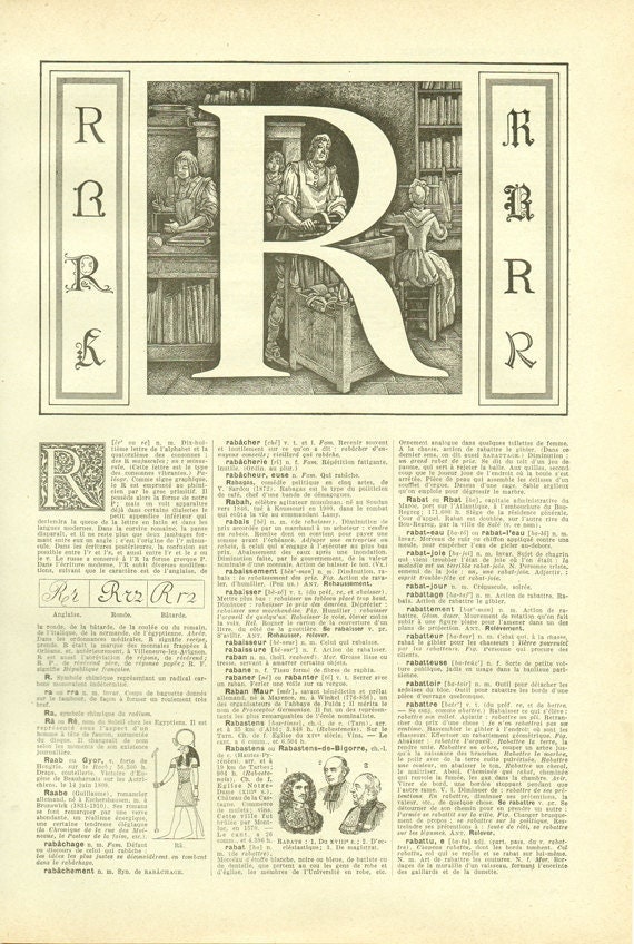 1948 Vintage Letter R Poster Initial R Calligraphy Art ABC | Etsy