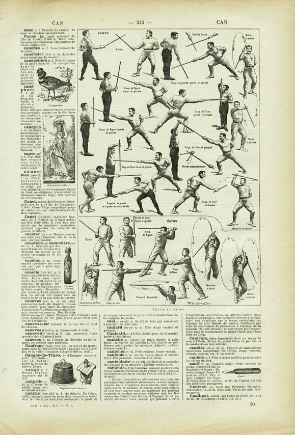 Stick Fighting Poster, 1922 Vintage Martial Arts Art, Sports Print ...