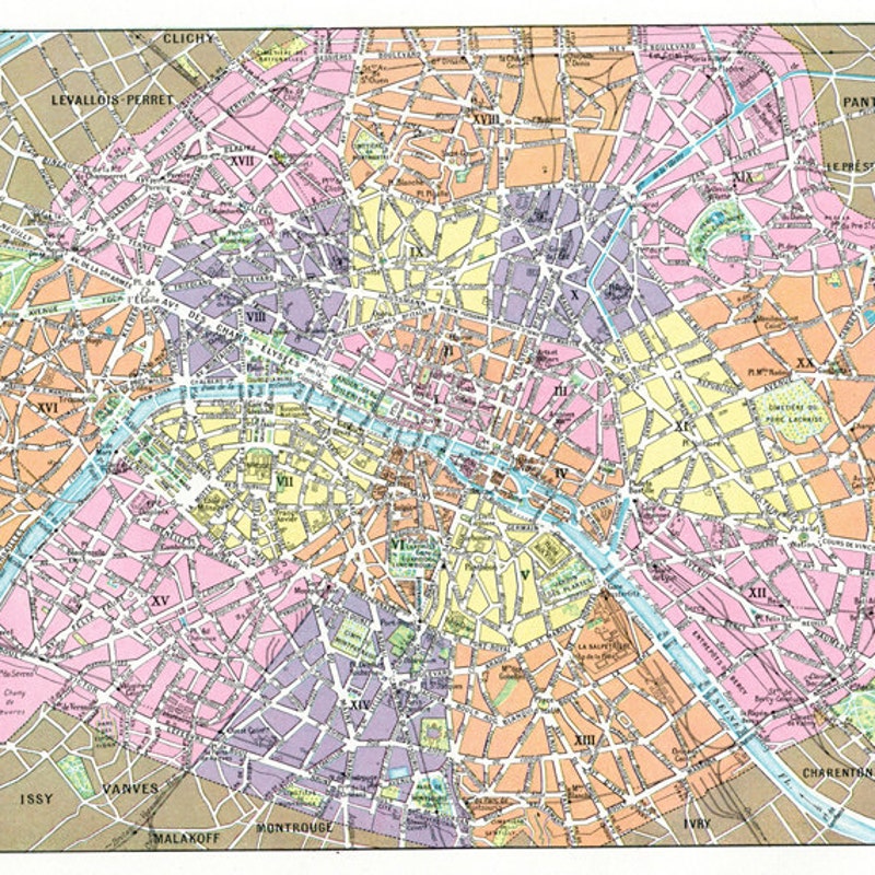 Map of Paris - Etsy