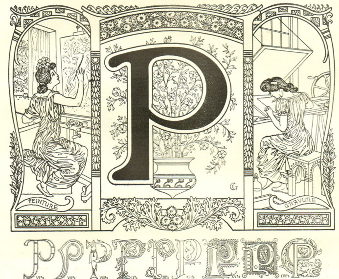 Letter P 1922 Vintage Poster Calligraphy Vintage Initial P | Etsy