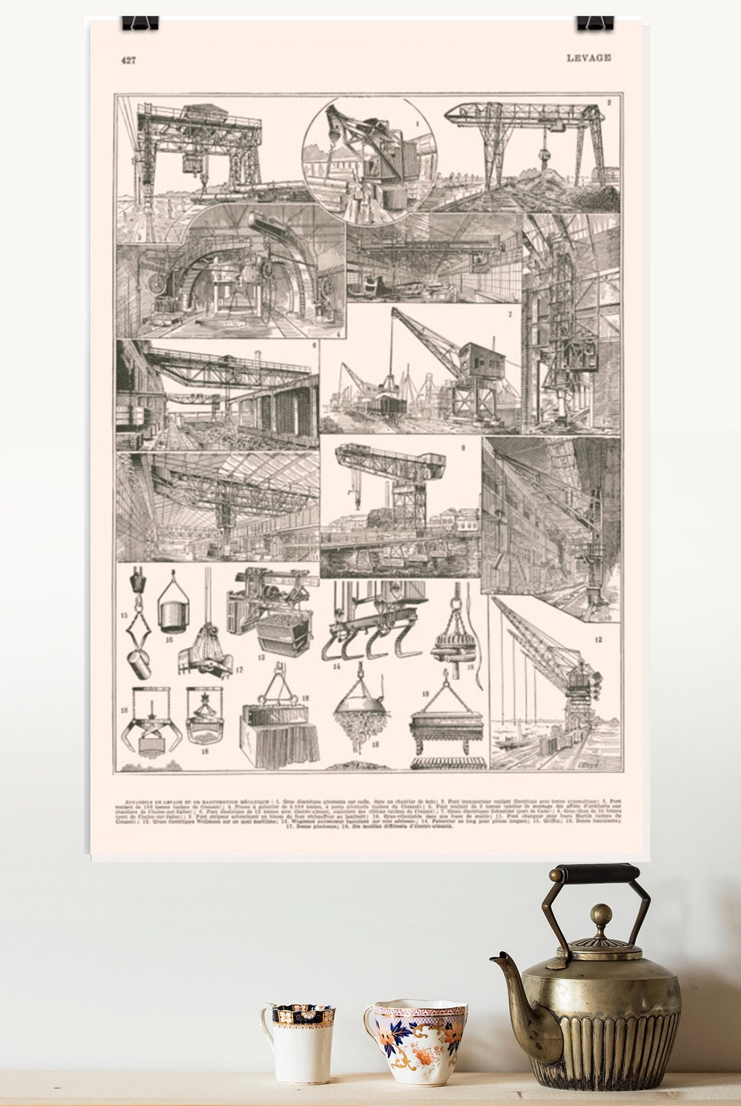 Large Vintage Crane Poster. Construction Worker Print. Gift - Etsy