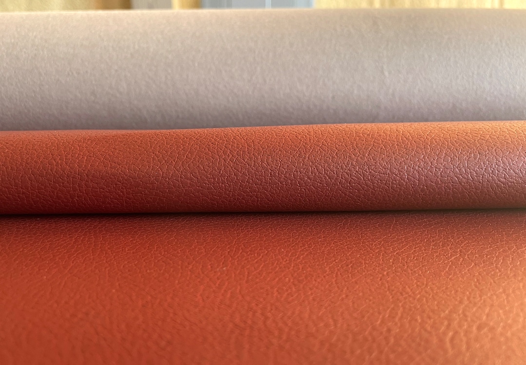 3.375 Yards Ultrafabrics Brisa Salsa Red Faux Leather Upholstery Fabric ...