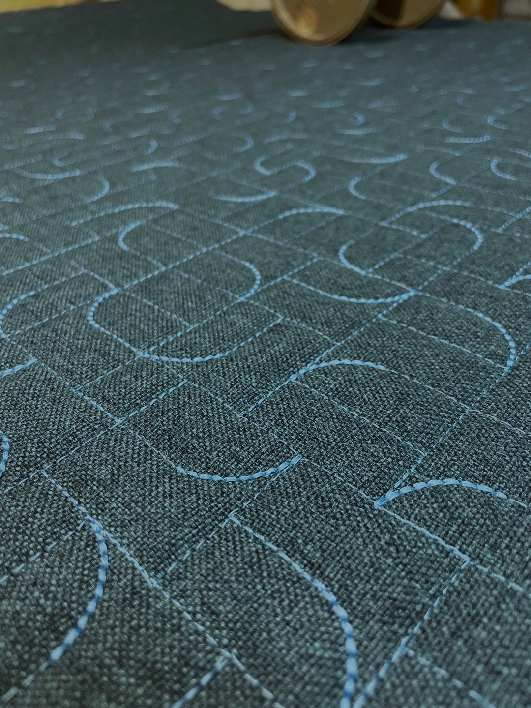 5 Yd Luum Arc Angle Proteus Blue Green Geometric Quilted Upholstery ...