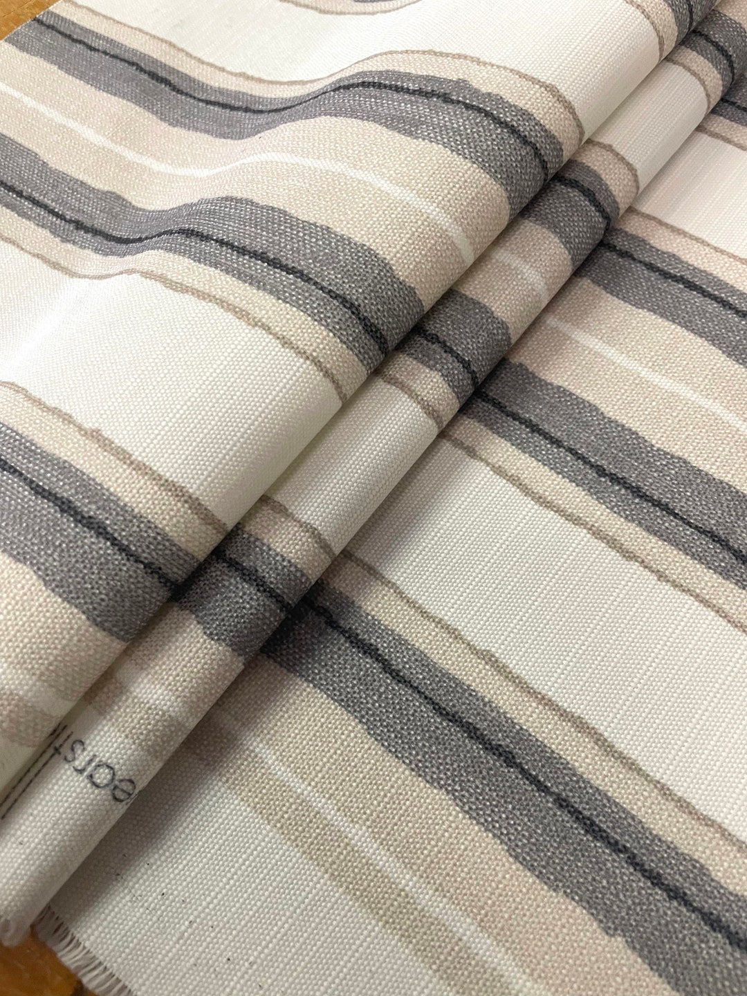 37 Yd Lee Jofa Modern Shoreline Linen/pyrite Beige Gray & White Stripe ...