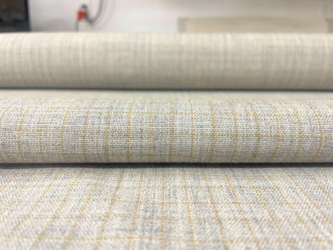 4.375 Yards Kvadrat Recheck 115 Gray & Yellow Woven Wool Upholstery ...