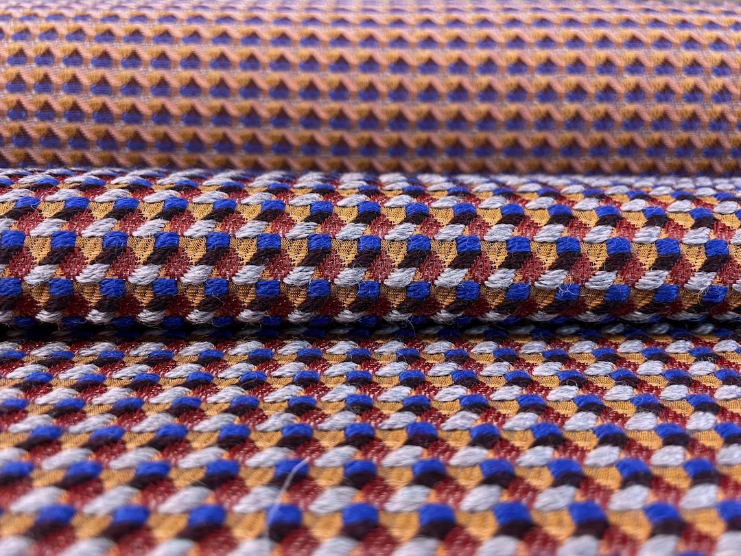 2 Yds Maharam Oxbow Pluot Blue, Salmon, & Red Textured Grid Wool Upholstery Fabric 466604010 - Etsy