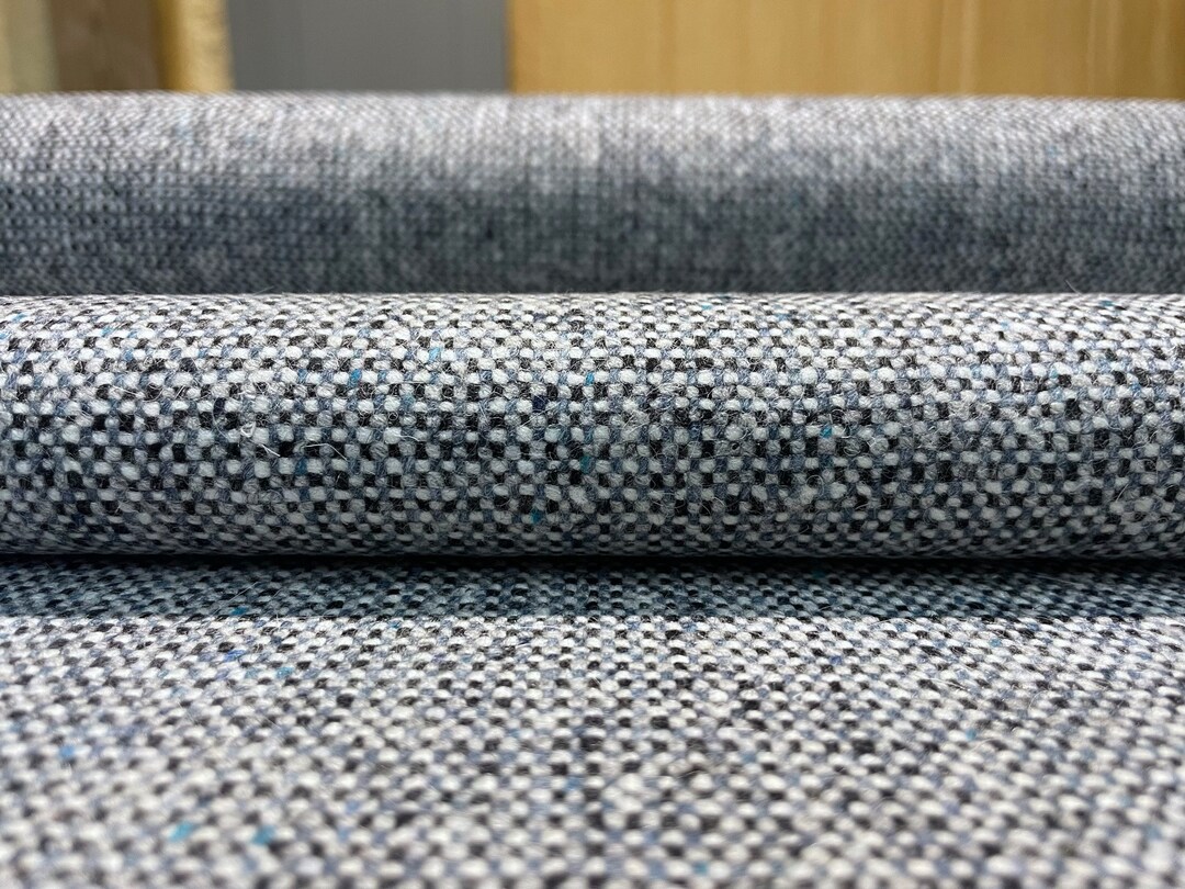 2.625 Yds Luum Wool Fleck Zinc Gray Blue Recycled Wool Upholstery ...
