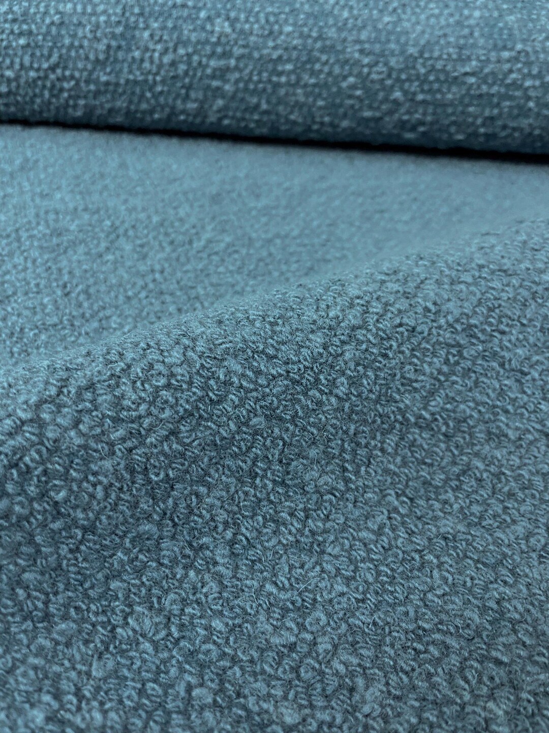 1.25 Yds Luum Super Shearling Seawater Blue Wool Blend Boucle ...