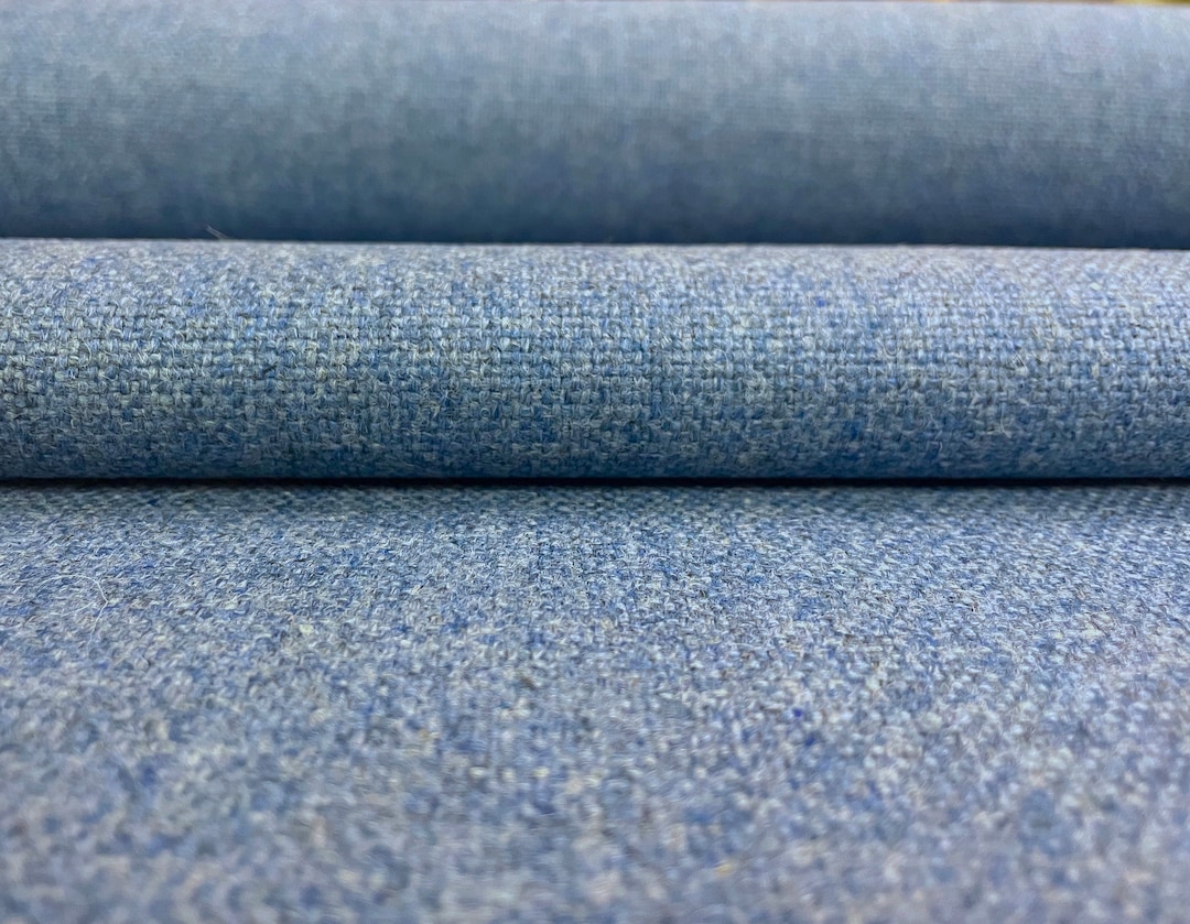 3.625 Yds Camira Main Line Flax Epping Blue Wool Upholstery Fabric ...