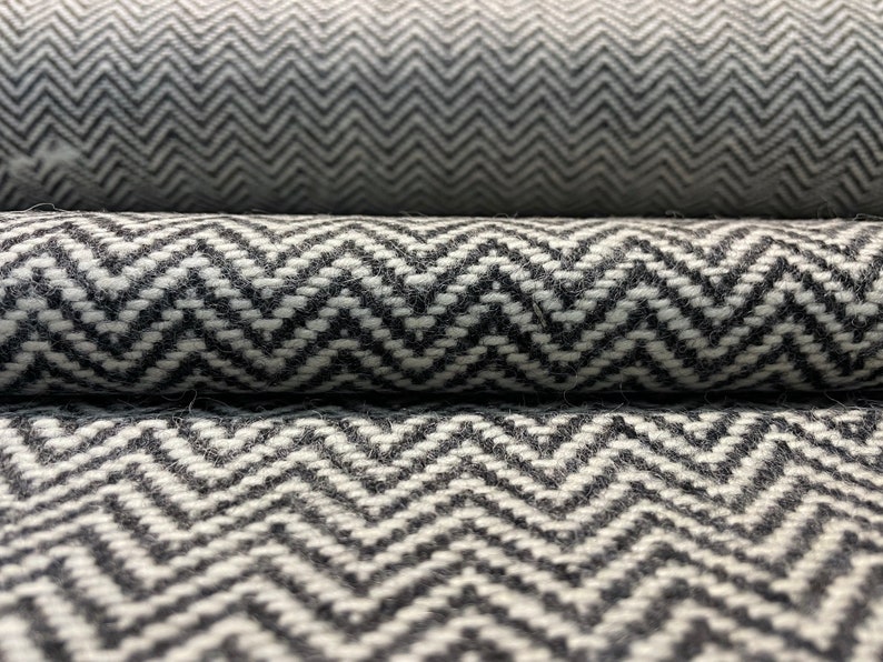 2.75 Yds Bute Textiles Lewis Munro Gray & White Wool Herringbone ...