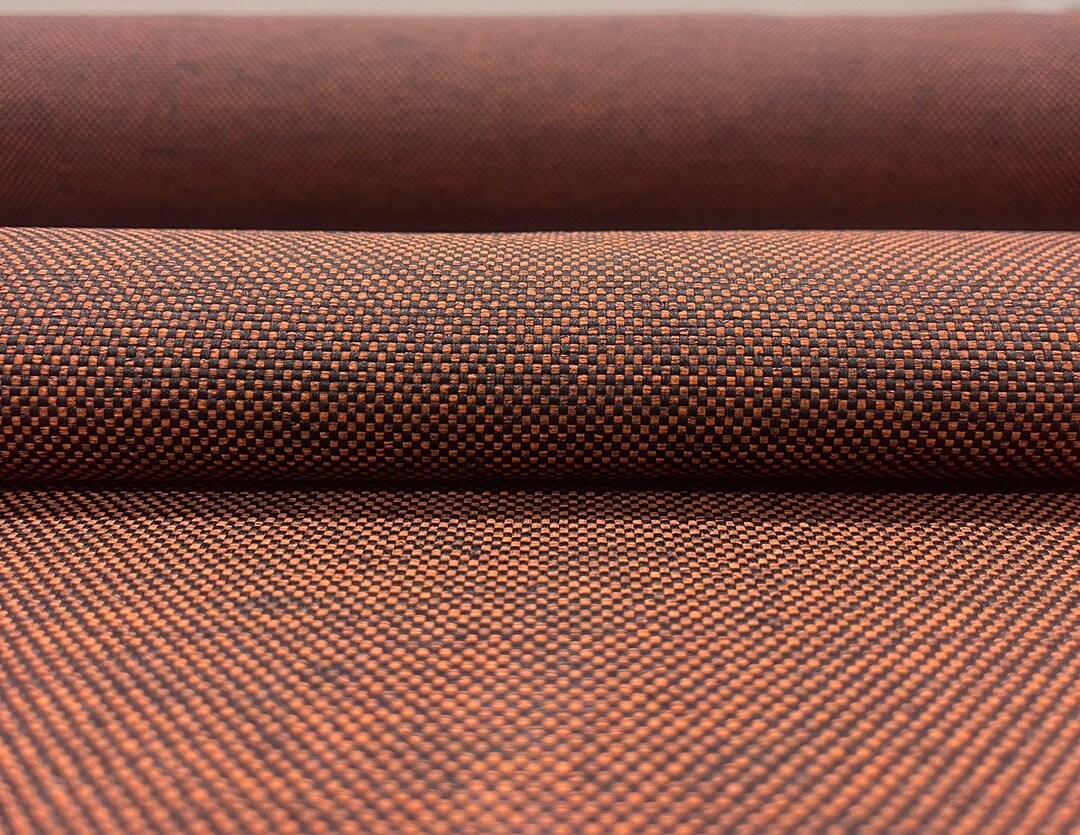 1.5 Yds Camira Rivet Deep Clay Orange & Black Polyester Upholstery ...