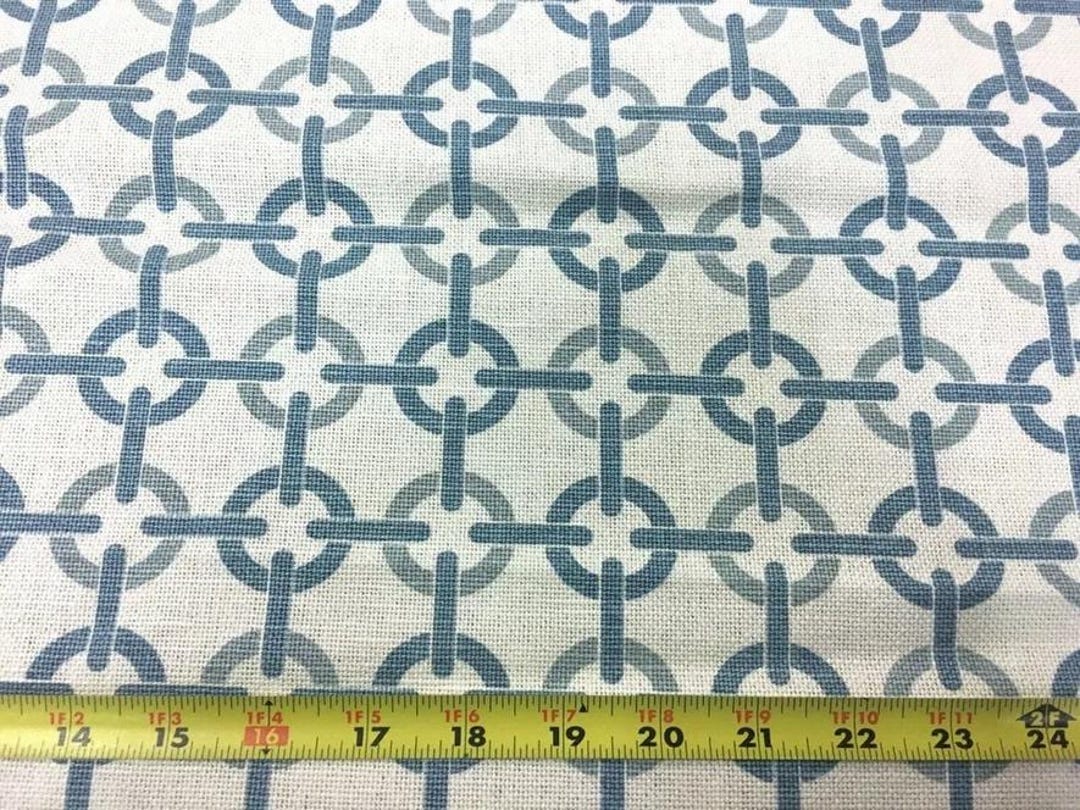 3.625 Yds Lee Jofa Diamond & Baratta Ciro Blue Geometric Cotton Linen ...