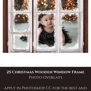 Christmas Window Wooden Frame Photoshop Overlays, Snowy Window, PNG ...
