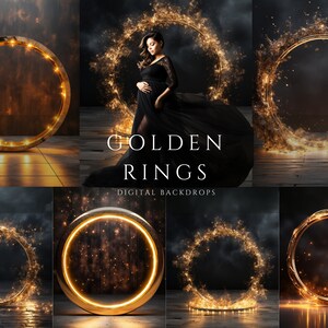 Golden Light and Glitter Rings Maternity Digital Backdrops, Studio ...