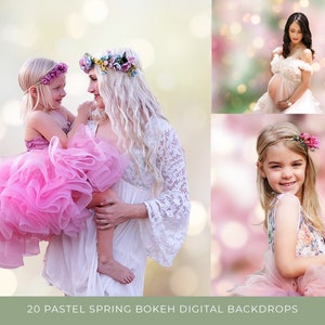 20 Pastel Spring Bokeh Digital Backdrops, Spring Photo Overlay, Digital ...