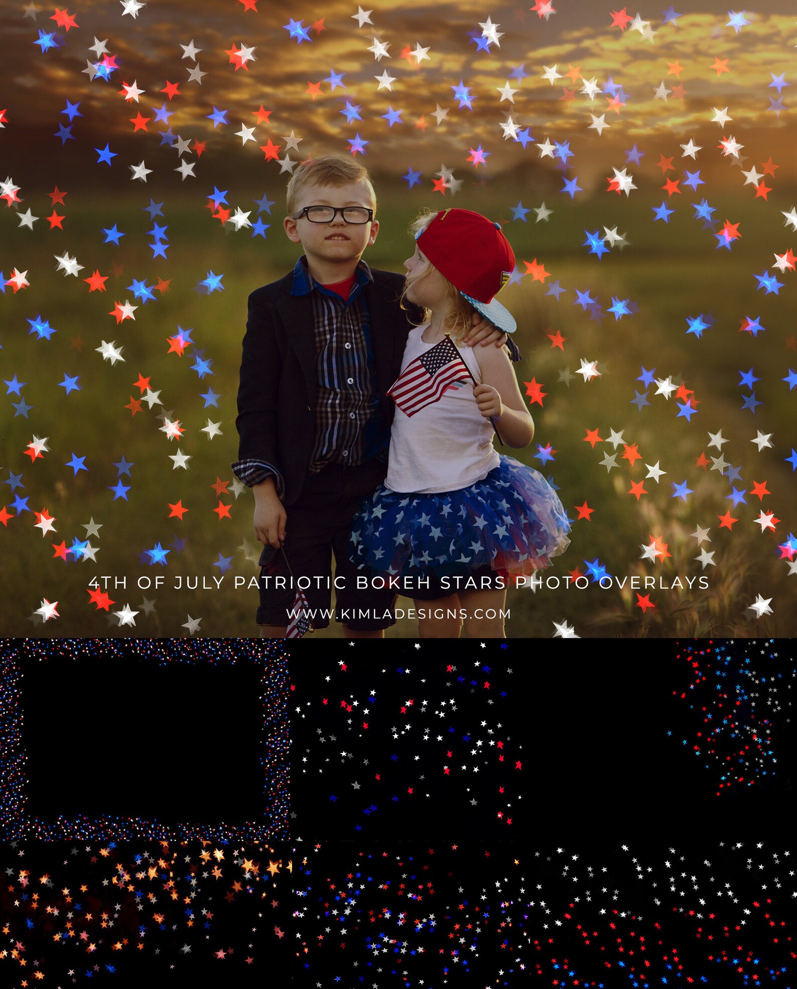 4th of July Photo Overlays Bokeh Star Overlays Digital - Etsy