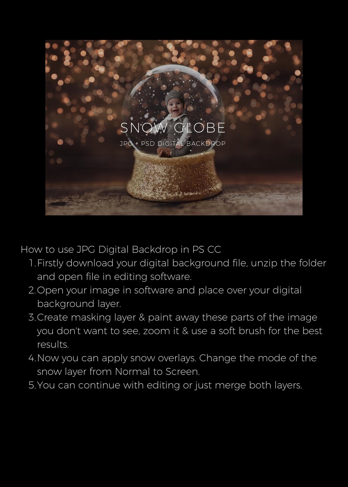 Christmas Snow Globe Digital Backdrop Christmas Backdrop - Etsy