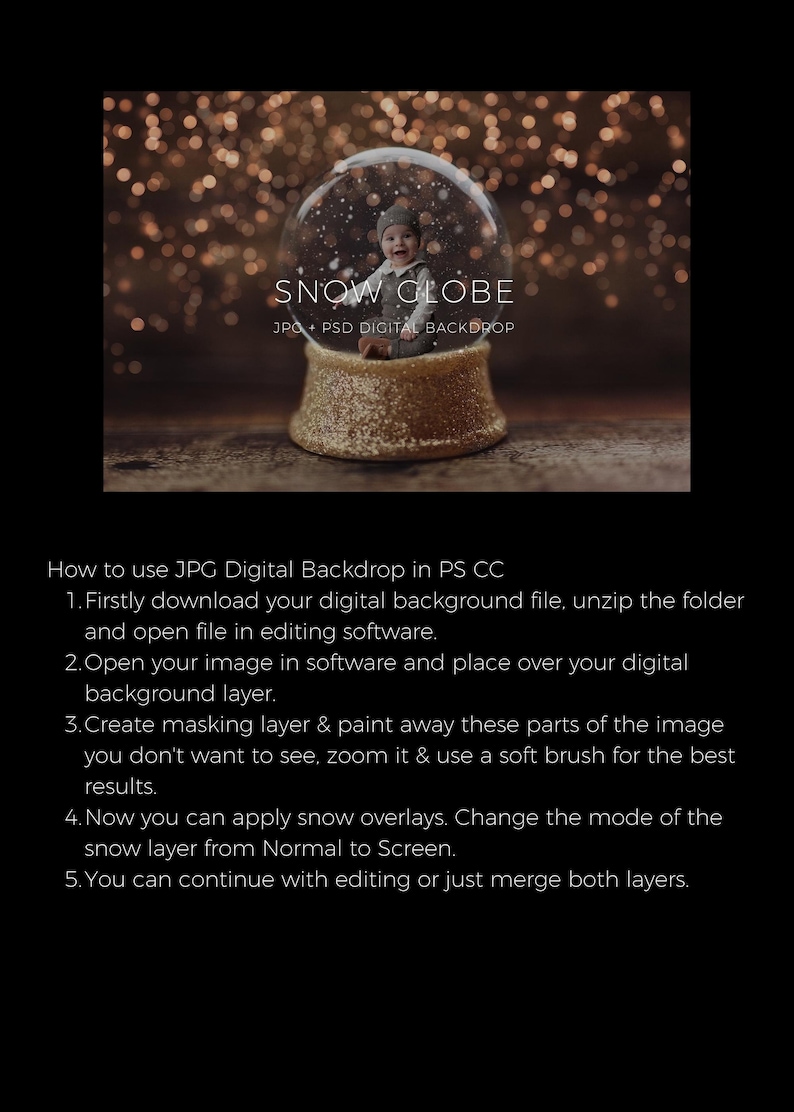 Christmas Snow Globe Digital Backdrop Christmas Backdrop - Etsy